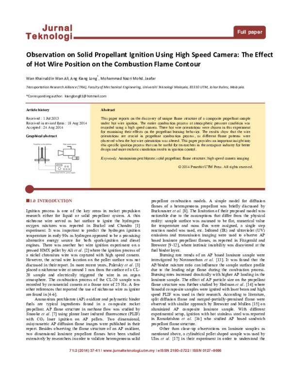 (PDF) Observation on Solid Propellant Ignition Using High Speed Camera ...