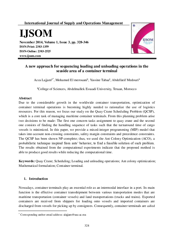 (PDF) A new approach for sequencing loading and unloading operations in the seaside area of a ...