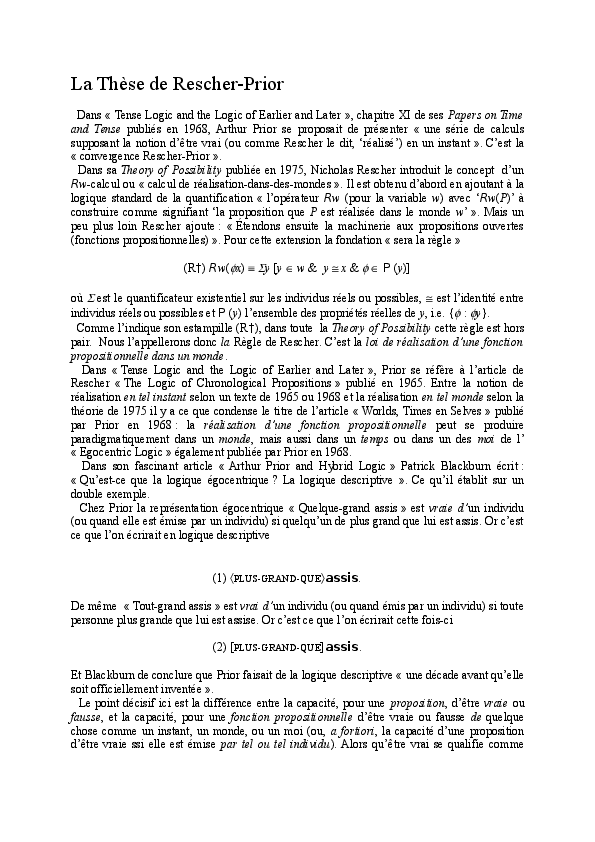 (DOC) La Thèse de Rescher-Prior