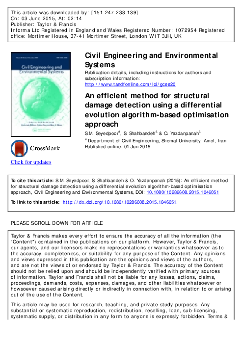 (PDF) An efficient method for structural damage detection using a differential evolution ...