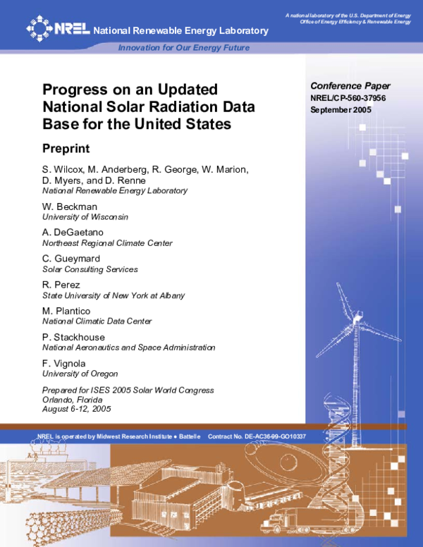 (PDF) Progress on an Updated National Solar Radiation Data Base for the ...