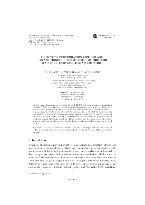 Pdf Homotopy Perturbation Method And Parameterized Perturbation