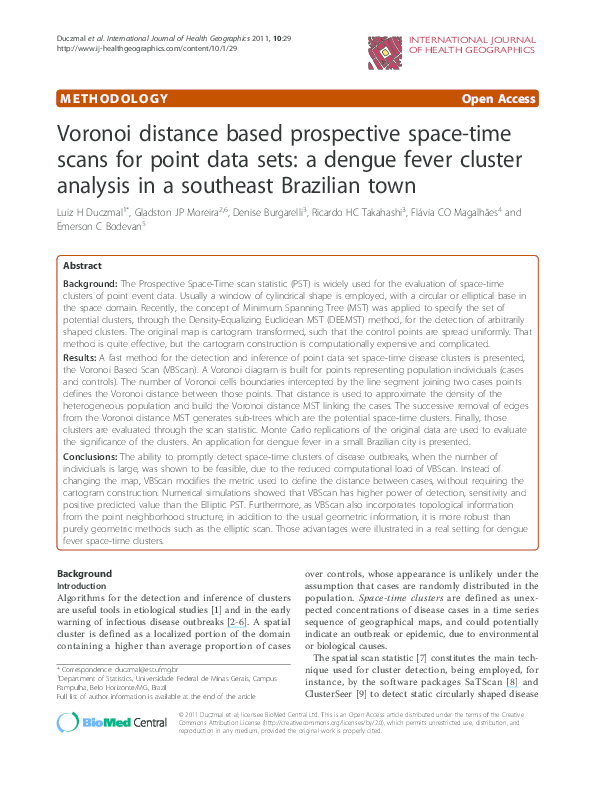 (PDF) Voronoi distance based prospective space-time scans for point data sets: a dengue fever ...