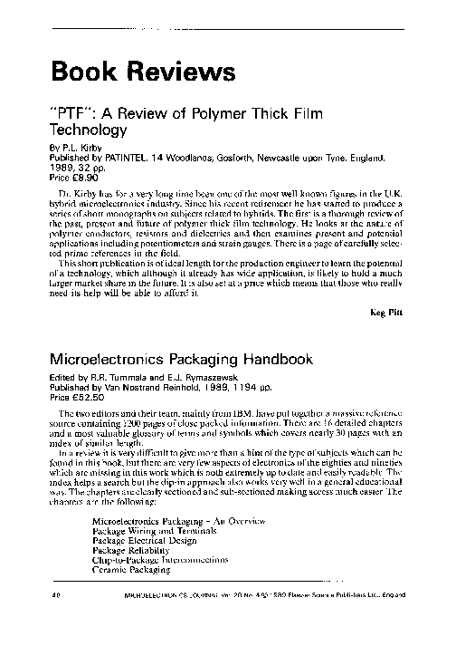 (PDF) Microelectronics Packaging Handbook