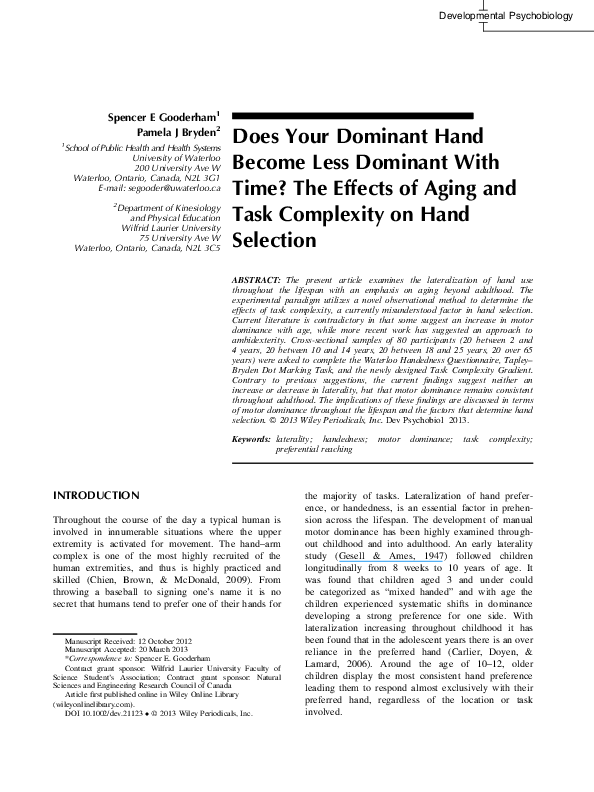 (PDF) Does your dominant hand become less dominant with time? The ...