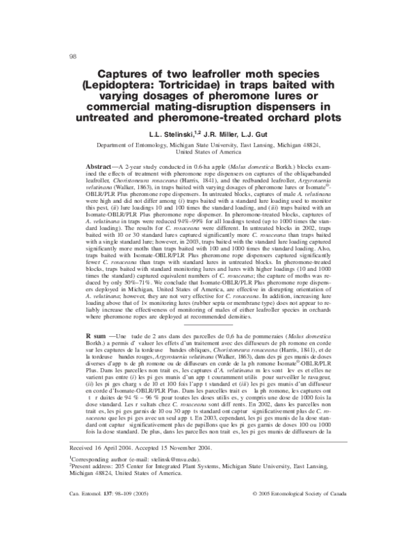(PDF) Multiple Mating of Male and Female Codling Moth (Lepidoptera ...