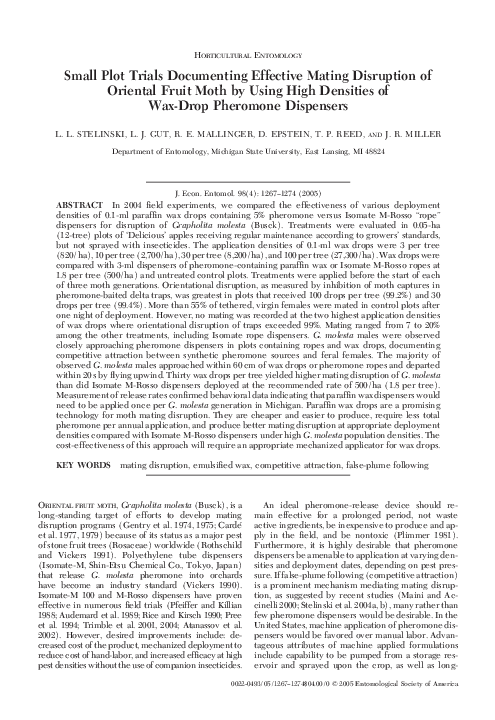 (PDF) Small Plot Trials Documenting Effective Mating Disruption of ...