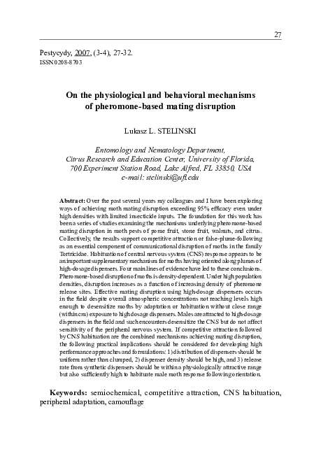 (PDF) On the physiological and behavioral mechanisms of pheromone-based ...