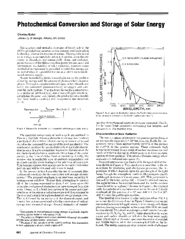 (PDF) PHOTOCHEMICAL CONVERSION AND STORAGE OF SOLAR ENERGY