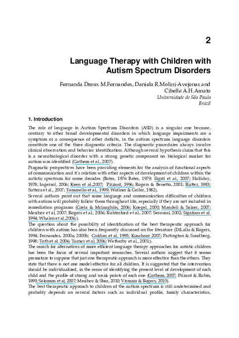 (PDF) Language Therapy with Children with Autism Spectrum Disorders