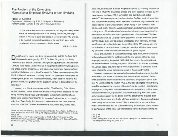 (PDF) The Problem of the Color Line: Normative or Empirical; Evolving ...