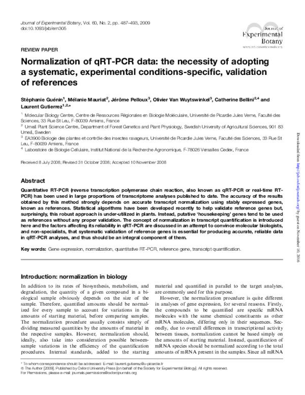(PDF) Normalization of qRT-PCR data: the necessity of adopting a ...