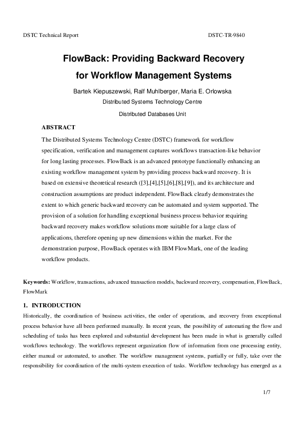 (PDF) FlowBack: providing backward recovery for workflow management systems