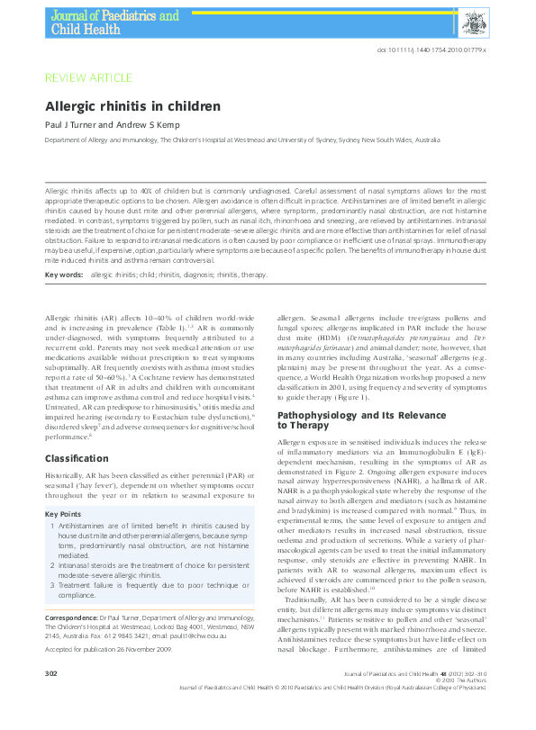 (PDF) Allergic rhinitis in children