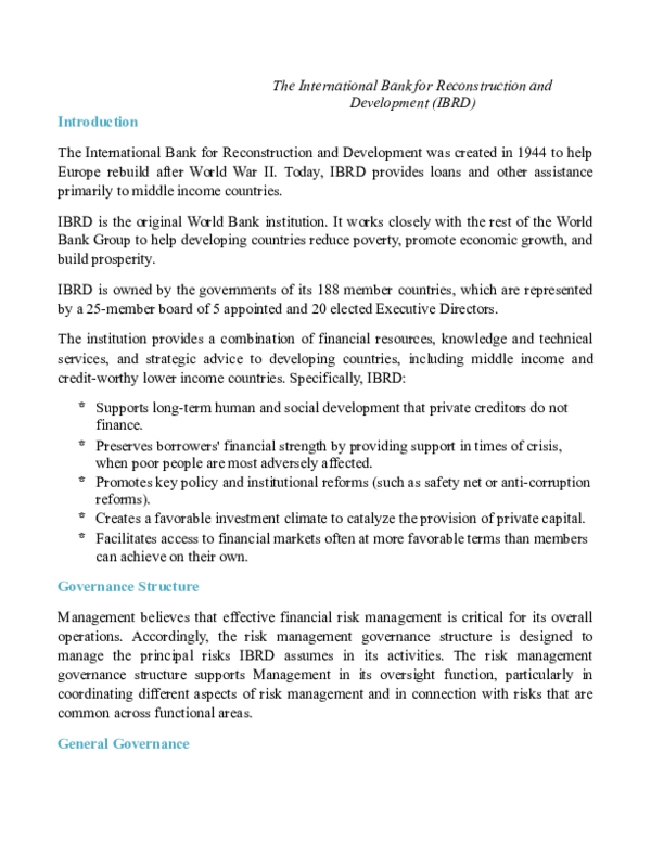 (DOC) The International Bank for Reconstruction and Development (IBRD