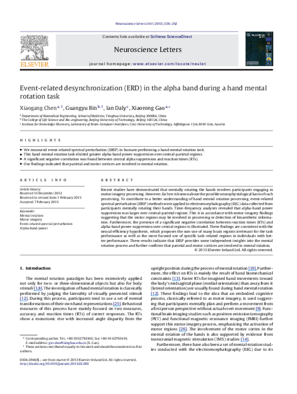 (PDF) Event-related desynchronization (ERD) in the alpha band during a hand mental rotation task