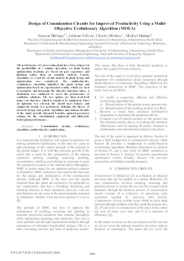(PDF) Design of comminution circuits for improved productivity using a multi-objective ...