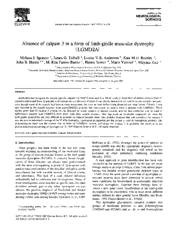 (PDF) Absence of calpain 3 in a form of limb-girdle muscular dystrophy ...