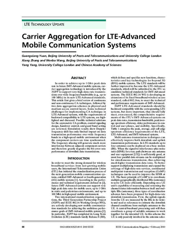 (PDF) Carrier aggregation for LTE-advanced mobile communication systems
