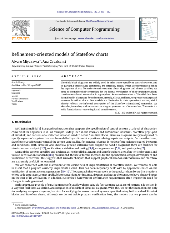 (PDF) Refinement-oriented models of Stateflow charts