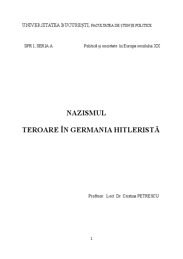 (DOC) Nazismul si Holocaustul proiect