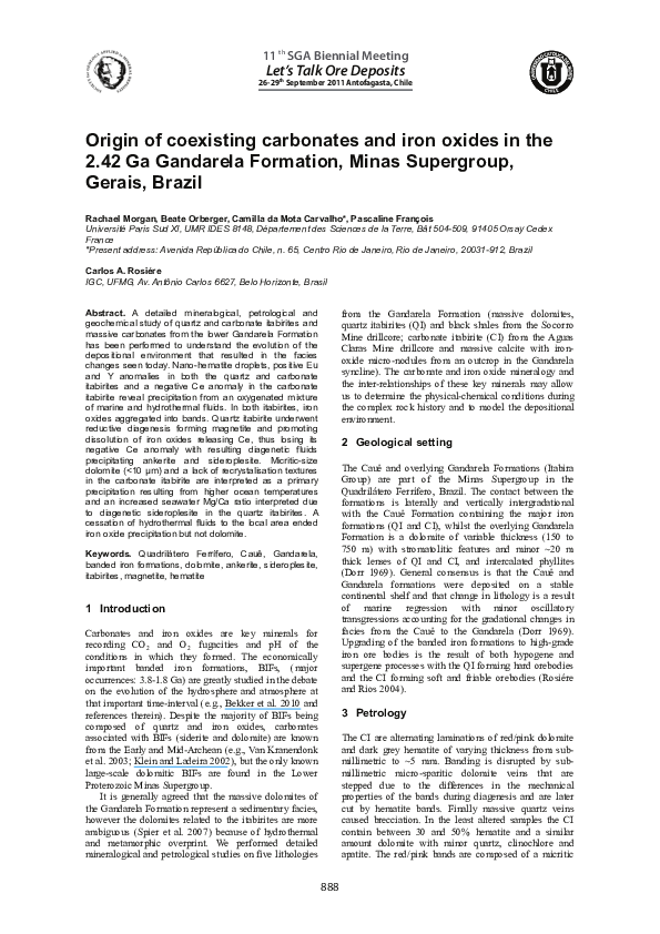(PDF) Origin of coexisting carbonates and iron oxides in the 2.42 Ga ...