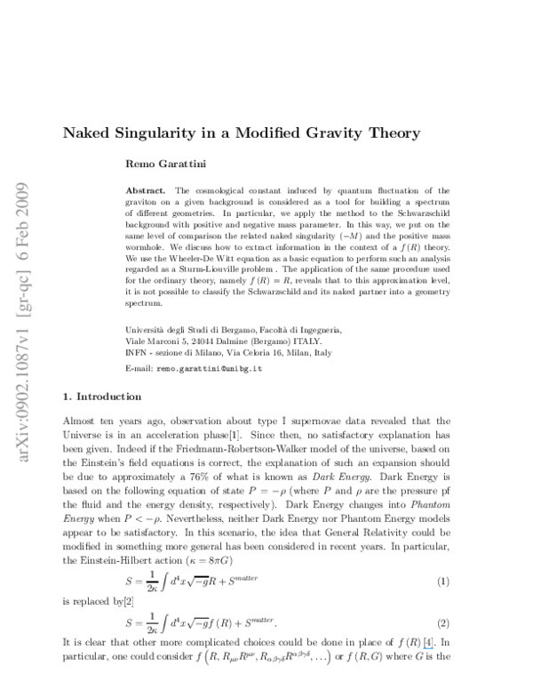 Pdf Naked Singularity In Modified Gravity Theory