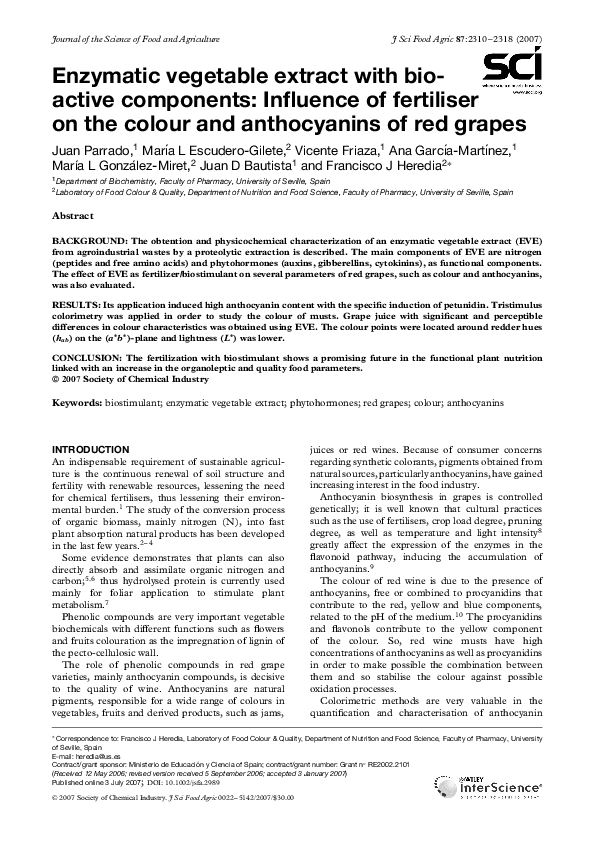 (PDF) Enzymatic vegetable extract with bio- active components ...