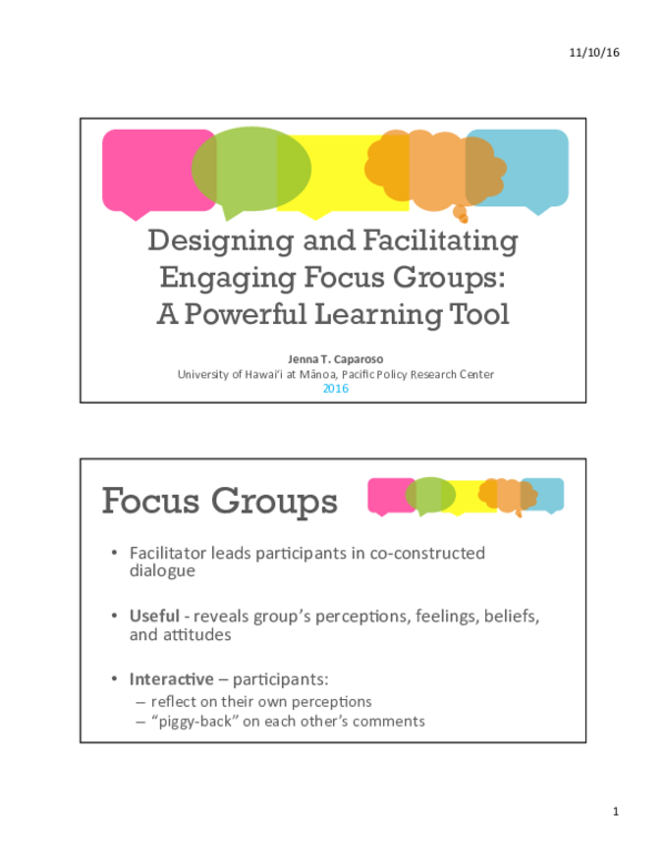 (PDF) Designing and Facilitating Engaging Focus Groups: A Powerful ...