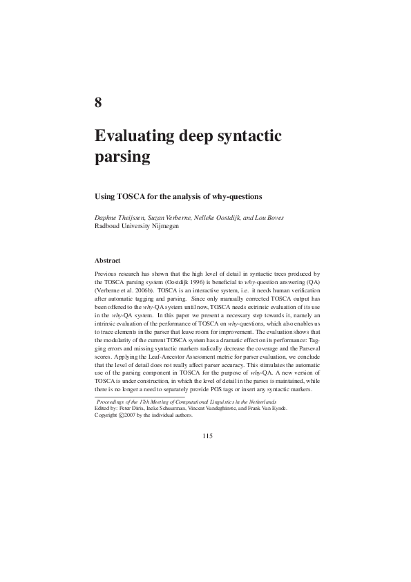 (PDF) Evaluating deep syntactic parsing