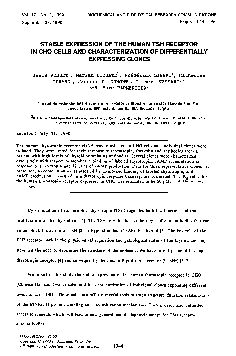 (PDF) Stable expression of the human TSH receptor in CHO cells and ...