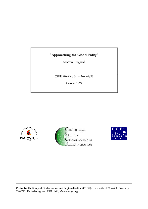 (PDF) Approaching the Global Polity
