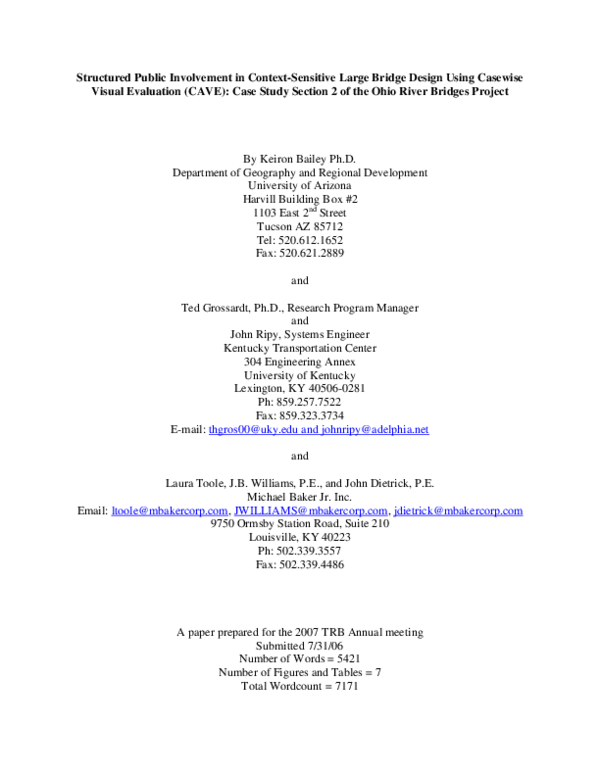 (PDF) Structured Public Involvement in Context-Sensitive Large Bridge ...