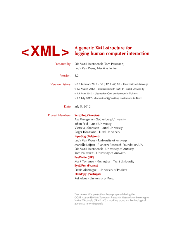 (PDF) A generic XML-structure for logging human computer interaction ...