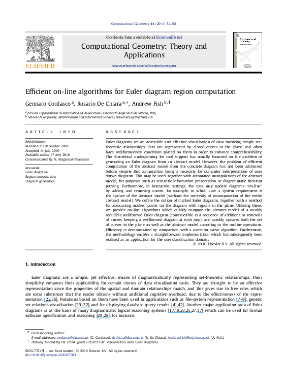 Pdf Efficient On Line Algorithms For Euler Diagram Region Computation