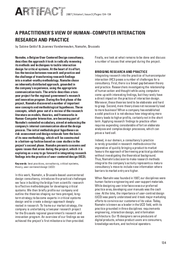 (PDF) A PRACTITIONER'S VIEW OF HUMAN–COMPUTER INTERACTION RESEARCH AND ...