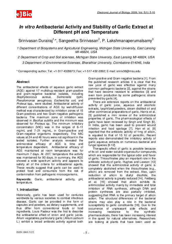 (PDF) In vitro Antibacterial Activity and Stability of Garlic Extract ...