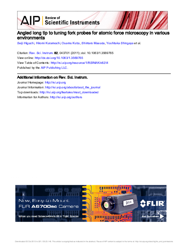 (PDF) Angled long tip to tuning fork probes for atomic force microscopy ...