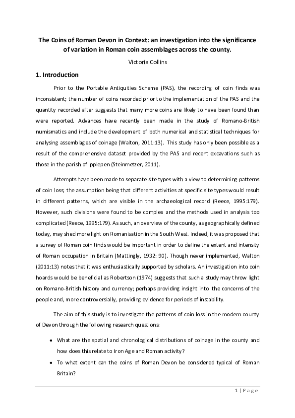 (PDF) The Coins of Roman Devon in Context: an investigation into the ...