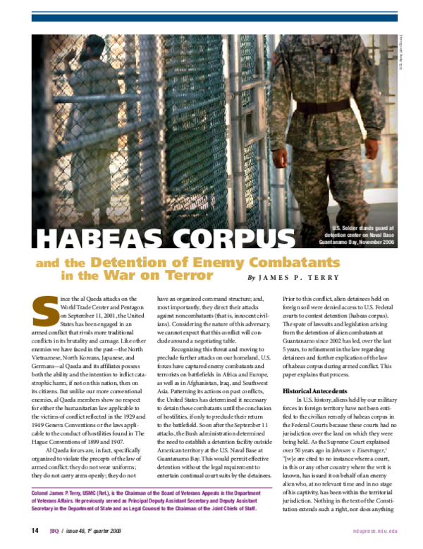 (PDF) Habeas Corpus and the Detention of Enemy Combatants in the War on ...