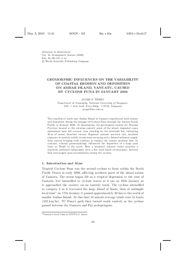 (PDF) Geomorphic Influences on the Variability of Coastal Erosion and ...