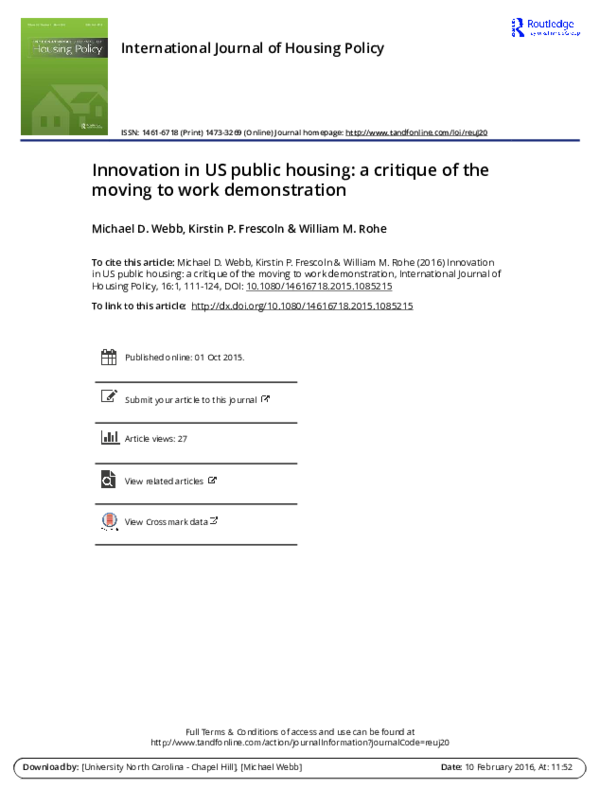 (PDF) International Journal of Housing Policy Innovation in US public ...