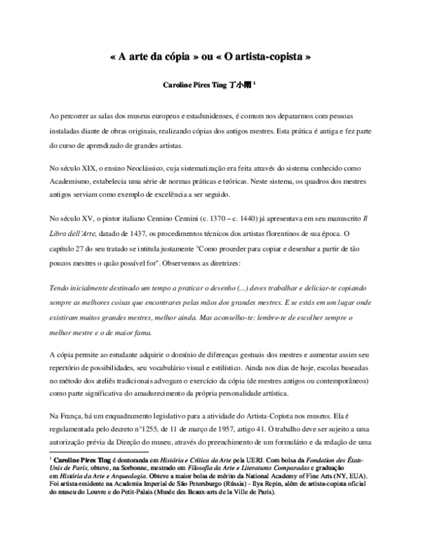 (PDF) A arte da cópia » ou « O artista-copista