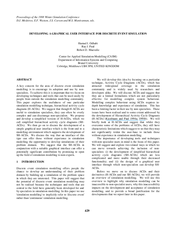 (PDF) Developing a graphical user interface for discrete event simulation