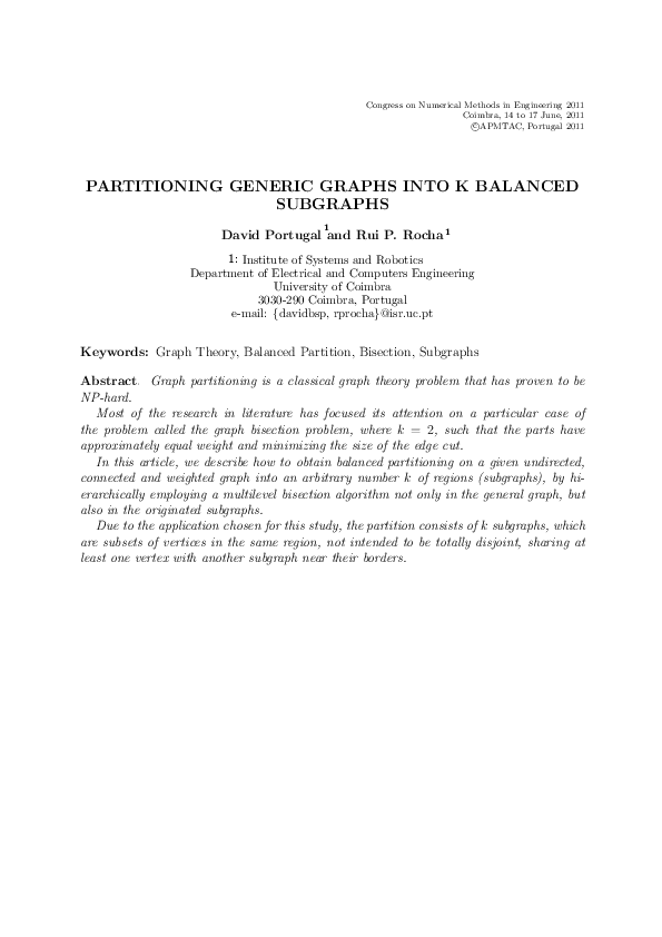 (PDF) Partitioning Generic Graphs Into K Balanced Subgraphs
