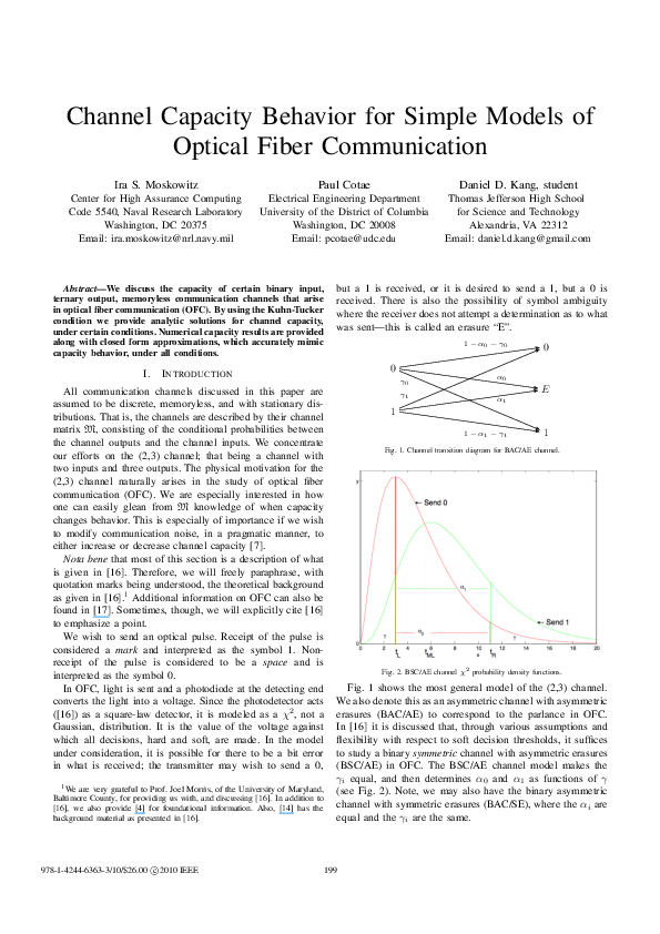 (PDF) Channel capacity behavior for simple models of optical fiber ...