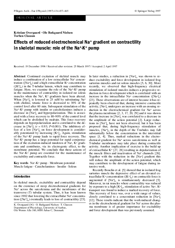 (PDF) Effects of reduced electrochemical Na + gradient on contractility ...