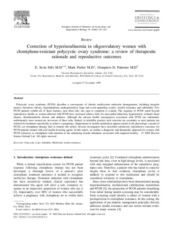 (PDF) Correction of hyperinsulinemia in oligoovulatory women with clomiphene-resistant ...