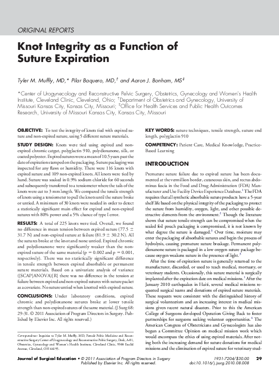 (PDF) Knot Integrity as a Function of Suture Expiration
