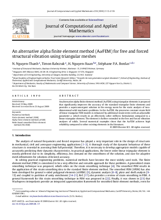 (PDF) An alternative alpha finite element method (AαFEM) for free and forced structural ...